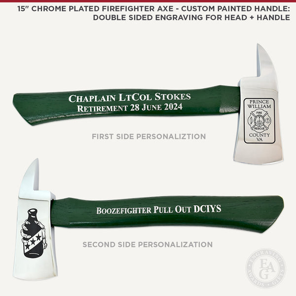 15" Chrome Plated Ceremonial Firefighter Axe - Custom Painted Handle ...