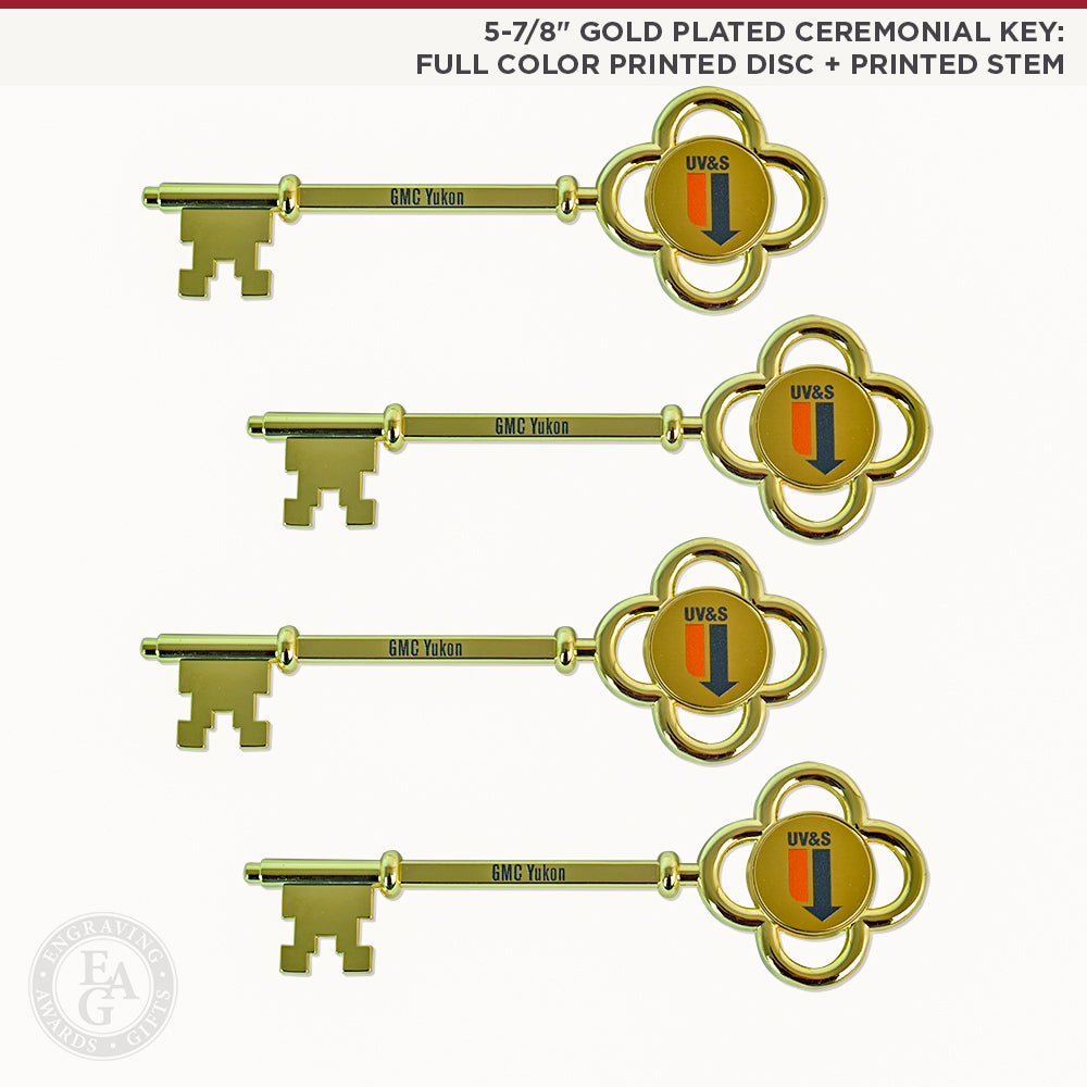 5-7/8" Gold Plated Ceremonial Key - Engraving, Awards & Gifts