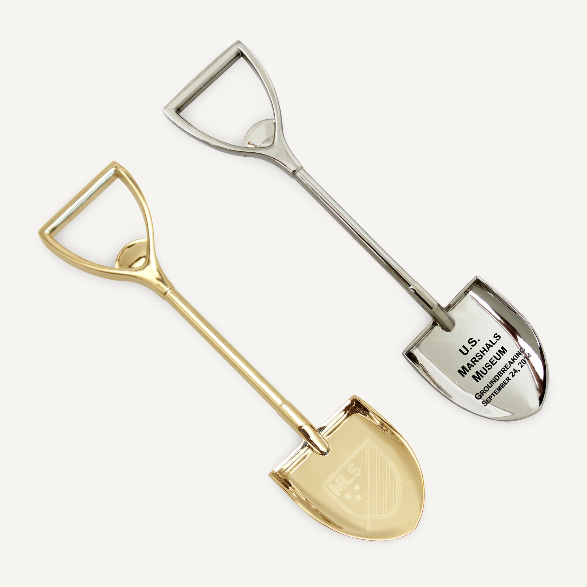 7" Gold & Silver Miniature Ceremonial Shovels - Engraving, Awards & Gifts