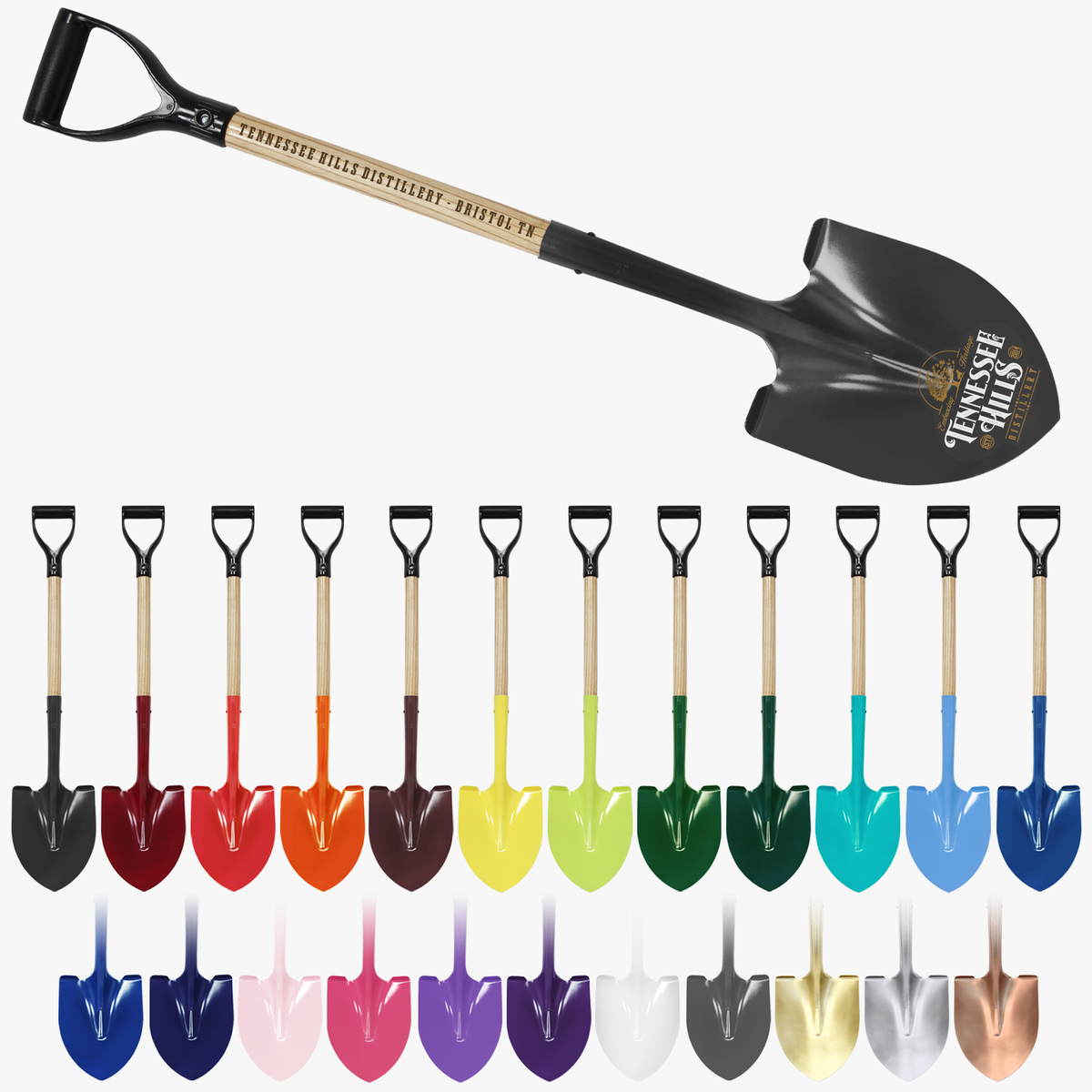 Assorted Colors Full Size Shovels - Engraving, Awards & Gifts