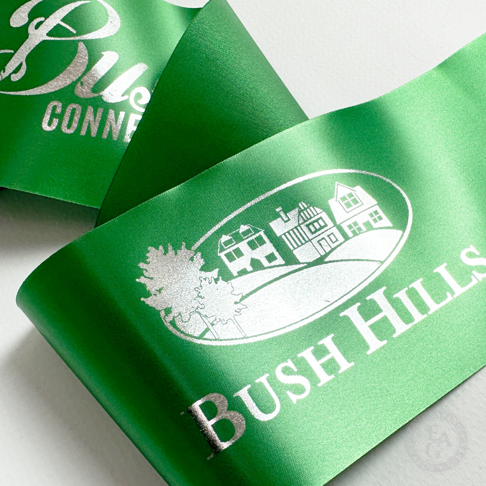 4" Wide Metallic Silver Printed Ribbon - Engraving, Awards & Gifts