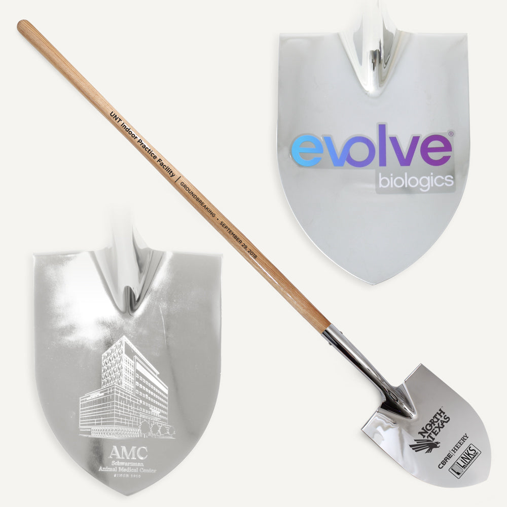 Full Size Chrome & Silver Ceremonial Shovels - Engraving, Awards & Gifts