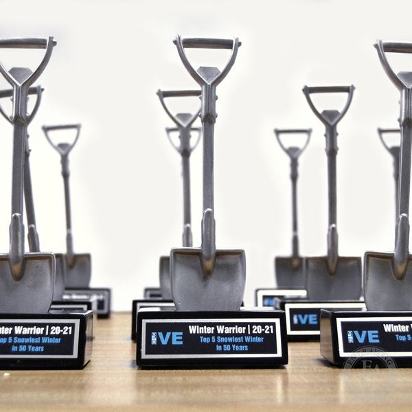 Custom Miniature Shovel Award on Black Base - Engraving, Awards & Gifts