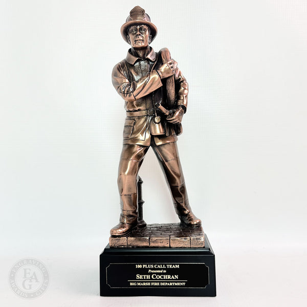 12'' Resin Male Firefighter Figurine - Engraving, Awards & Gifts
