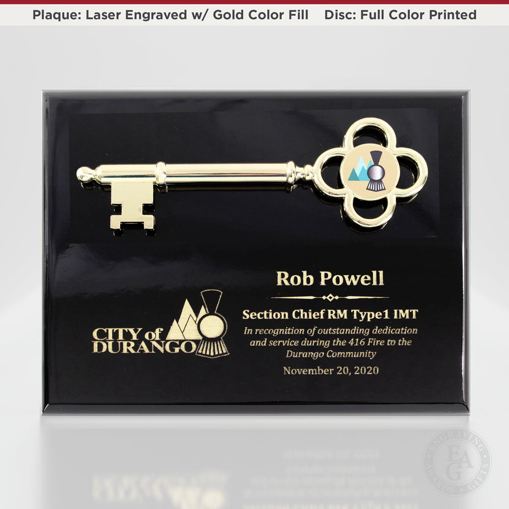 10" x 8" Ceremonial Key Plaque - Black - Engraving, Awards & Gifts