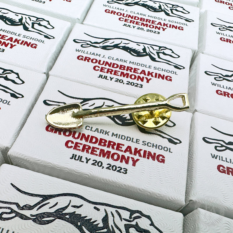 Ceremonial Groundbreaking Shovel Lapel Pins - Engraving, Awards & Gifts