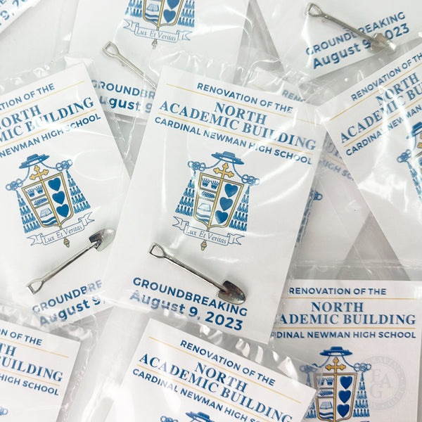 Shovel Lapel Pin Presentation Cards - Engraving, Awards & Gifts