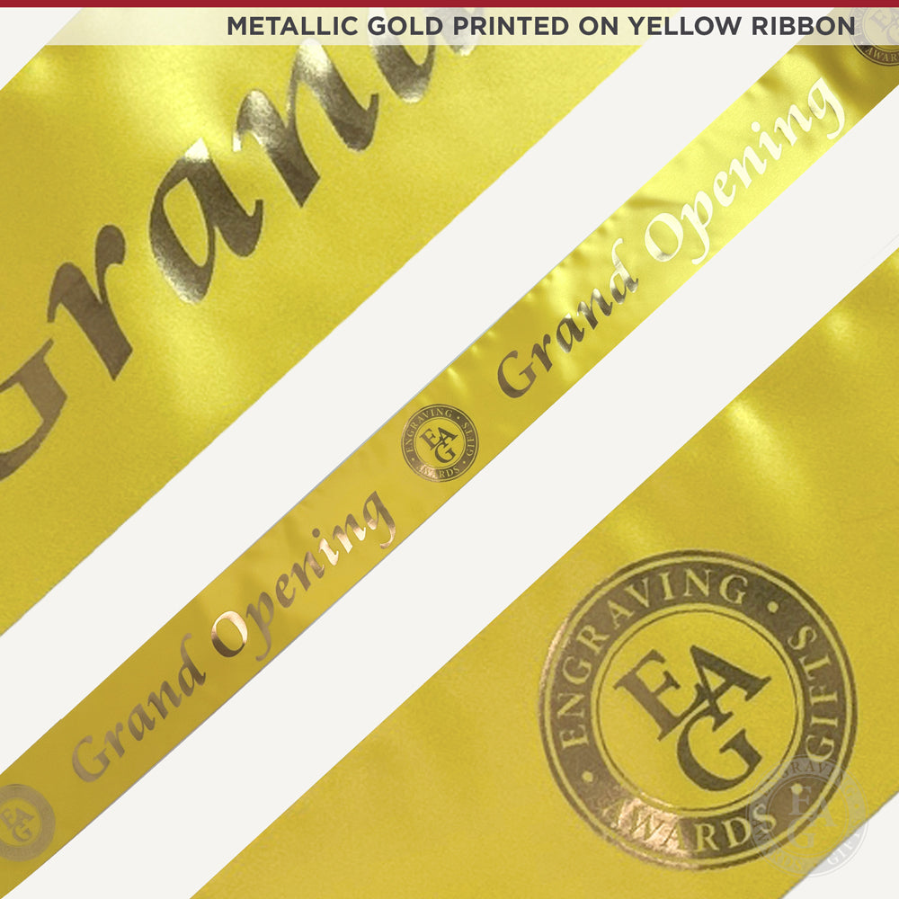 4" Wide Metallic Gold Printed Ribbon - Engraving, Awards & Gifts