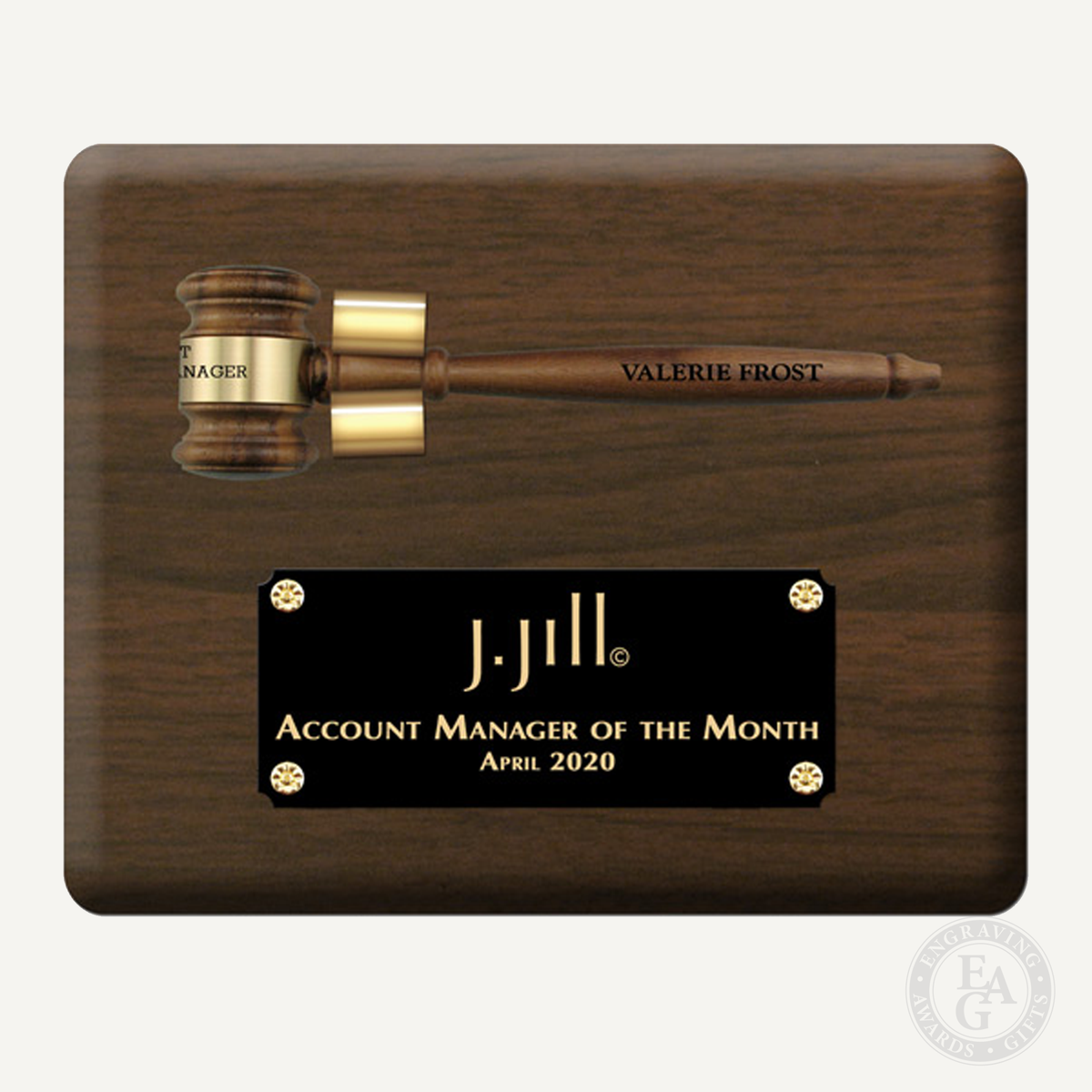 10" x 8" Genuine Walnut Gavel Plaque with Removable Gavel - Engraving ...