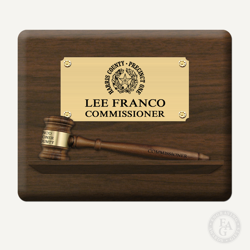 10" x 8" Genuine Walnut 8" Gavel Pedestal Plaque - Engraving, Awards ...