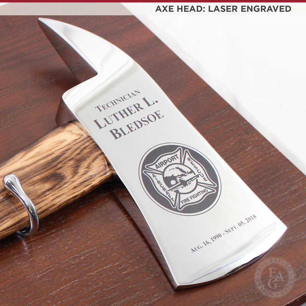 15" Chrome Plated Ceremonial Firefighter Axe - Flamed - Engraving ...