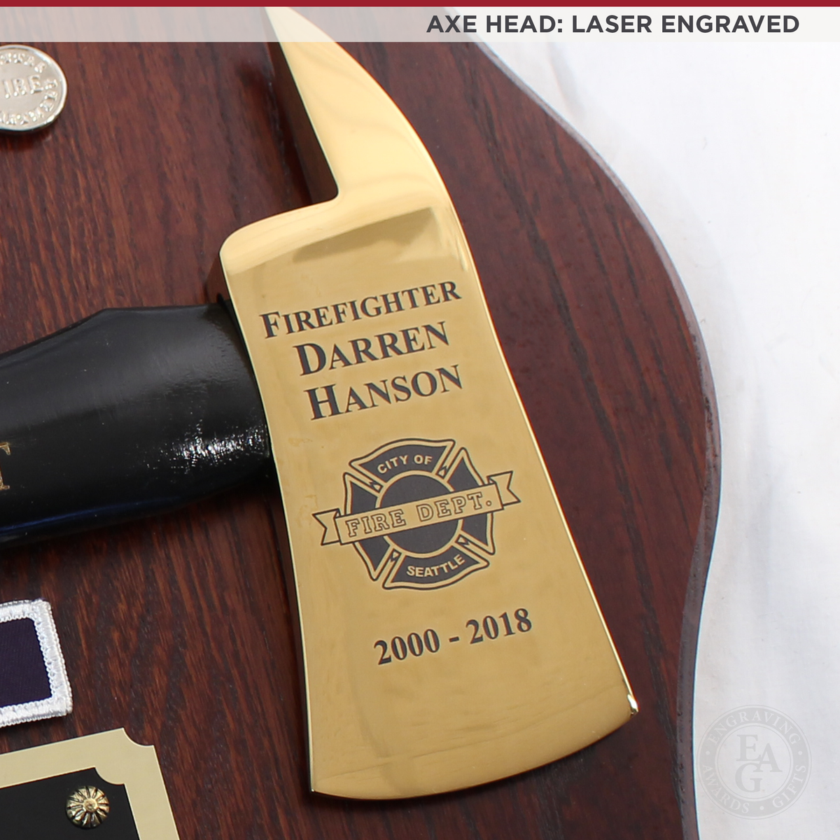 15" Gold Plated Ceremonial Firefighter Axe - Black - Engraving, Awards ...