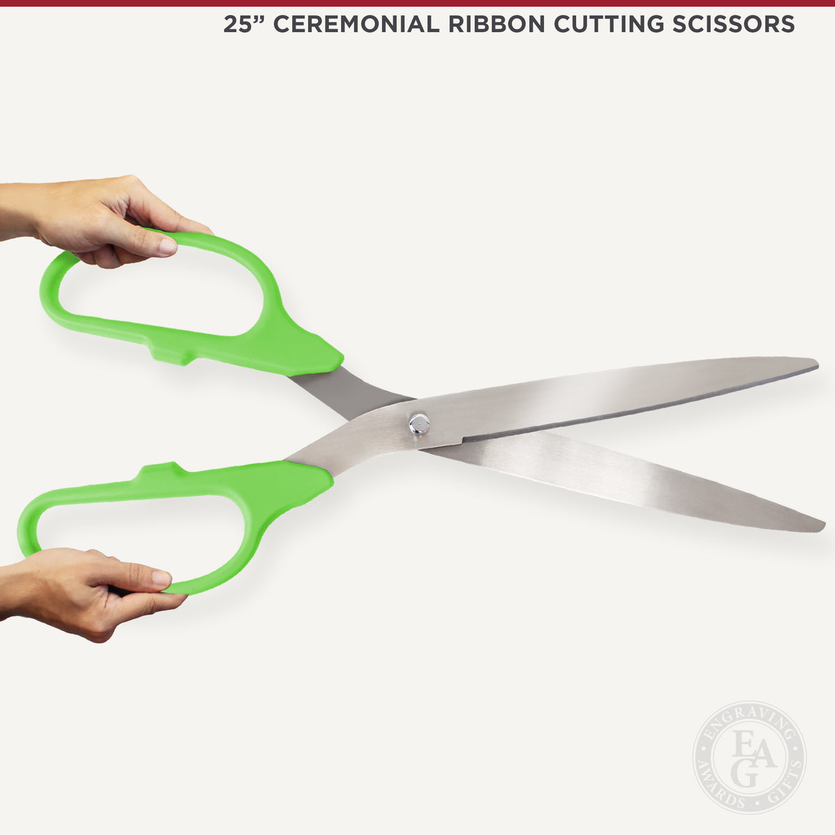 25" Lime Green Ribbon Cutting Scissors with Silver Blades - Engraving ...