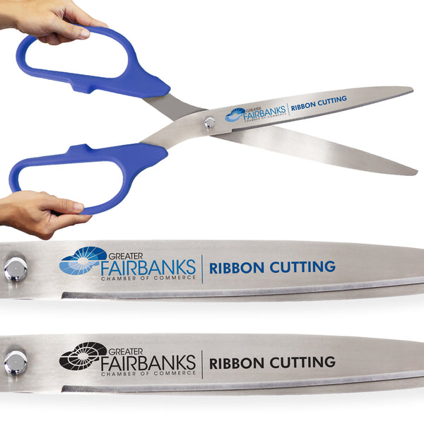 25" Blue Ribbon Cutting Scissors with Silver Blades - Engraving, Awards ...