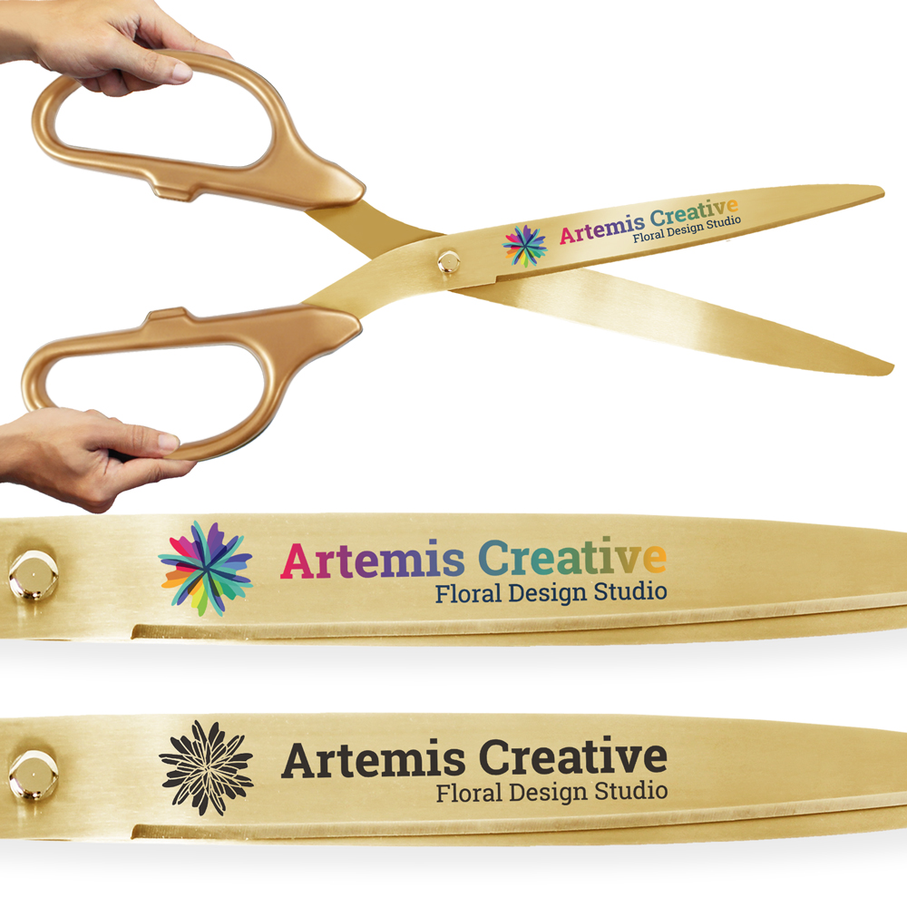 25" Gold Ribbon Cutting Scissors with Gold Blades - Engraving, Awards ...