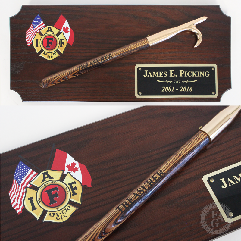 28" x 12" Walnut Firefighter Pike Pole Award Plaque - Brass - Engraving ...