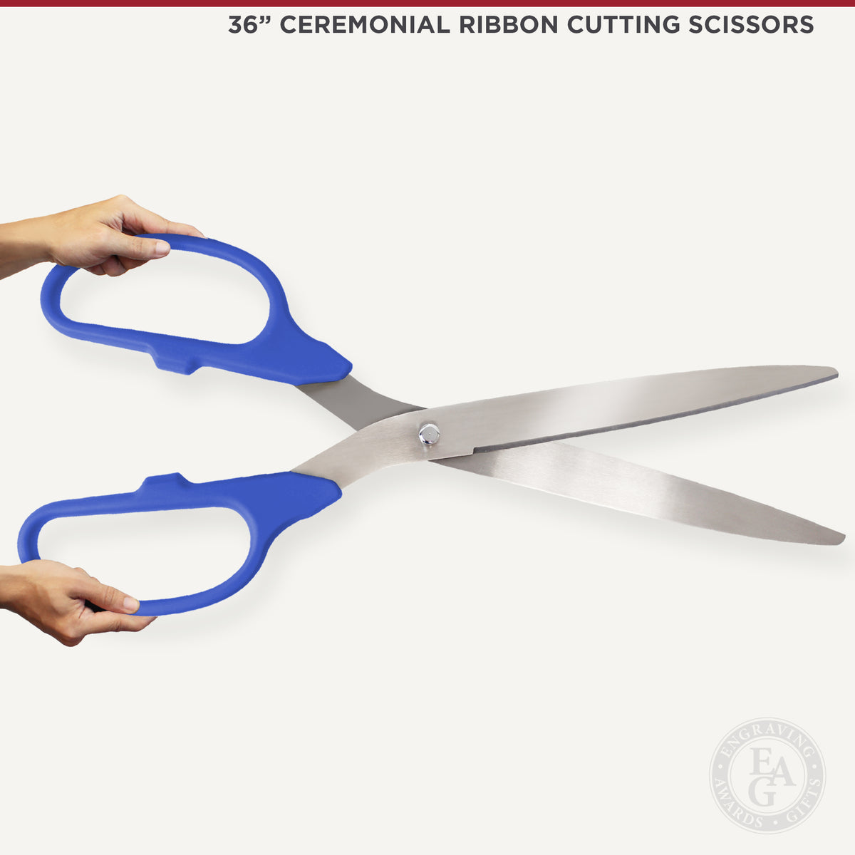 36" Blue Ribbon Cutting Scissors with Silver Blades - Engraving, Awards ...