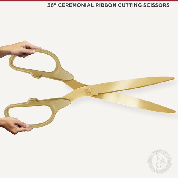 36" Gold Ribbon Cutting Scissors with Gold Blades - Engraving, Awards ...