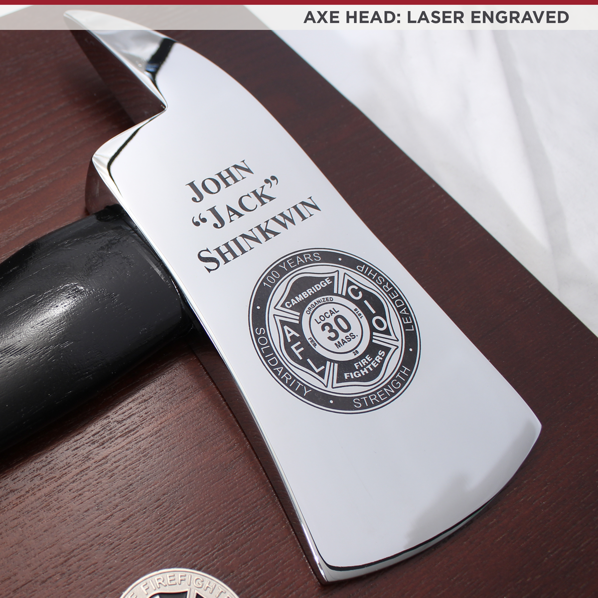 36" Chrome Plated Ceremonial Firefighter Parade Axe - Black - Engraving ...