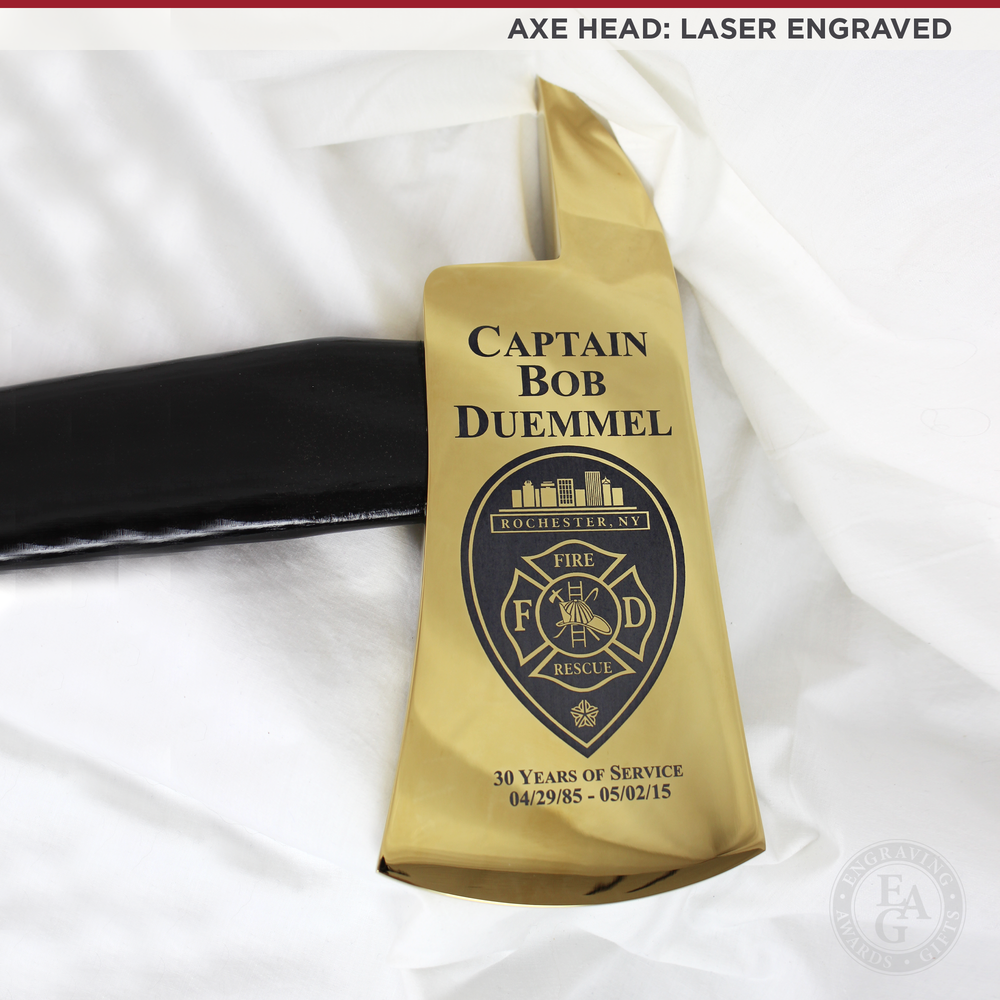 36" Gold Plated Ceremonial Firefighter Parade Axe - Black - Engraving ...