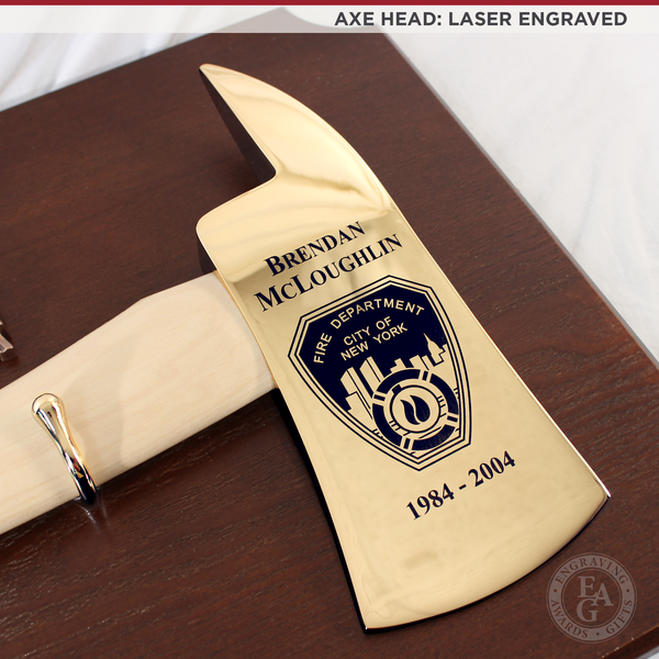 36" Gold Plated Ceremonial Firefighter Parade Axe - Natural - Engraving ...