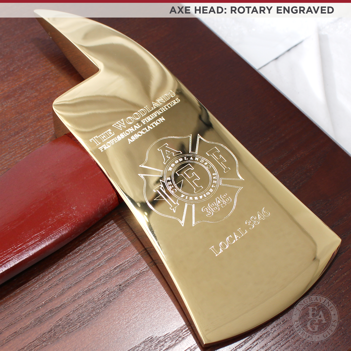 36" Gold Plated Ceremonial Firefighter Parade Axe - Red - Engraving ...