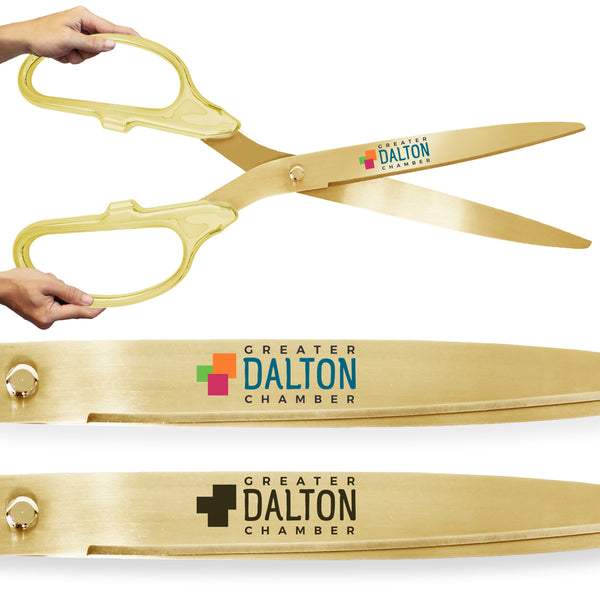 36" Gold Plated Ribbon Cutting Scissors with Gold Blades - Engraving ...