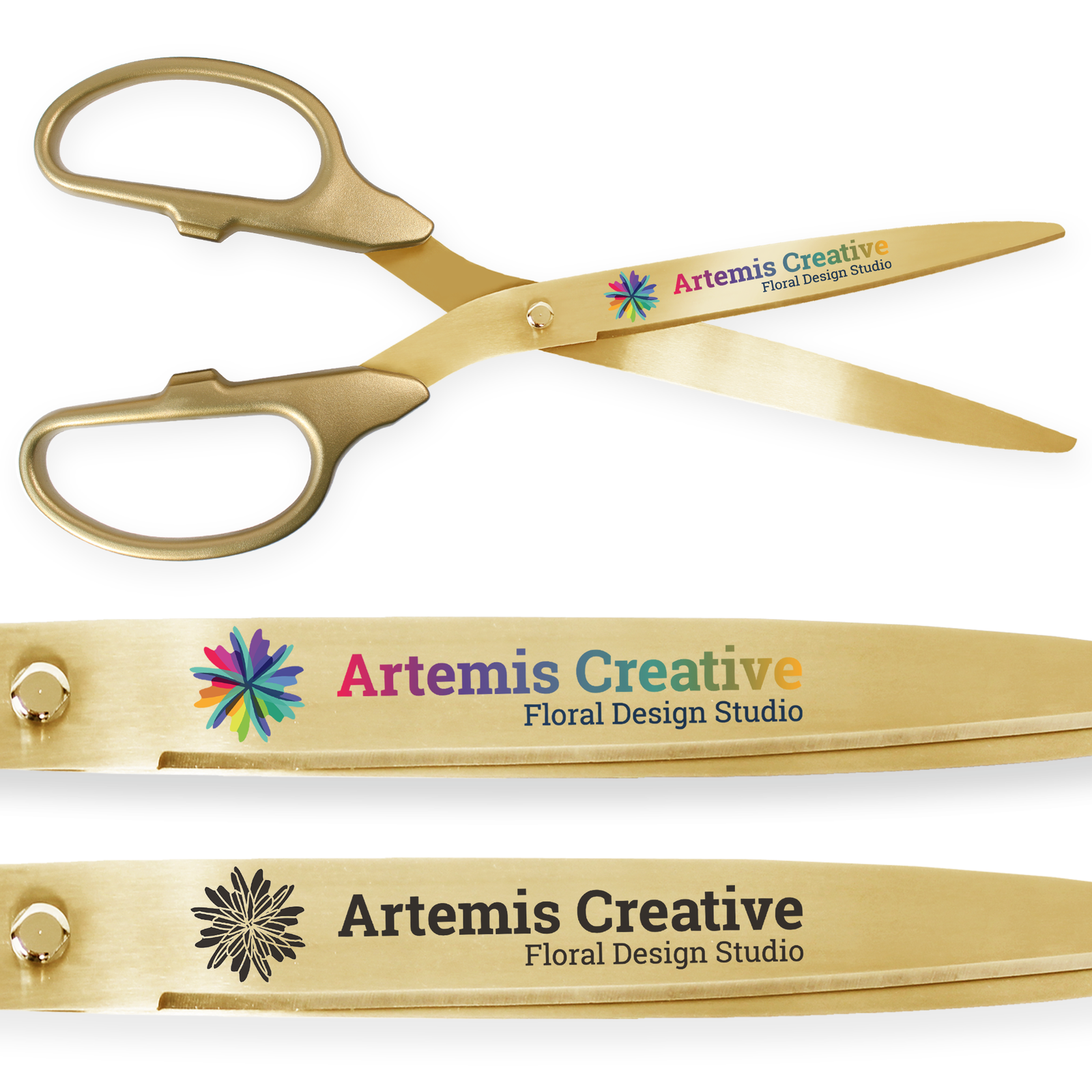36" Gold Ribbon Cutting Scissors with Gold Blades - Engraving, Awards ...