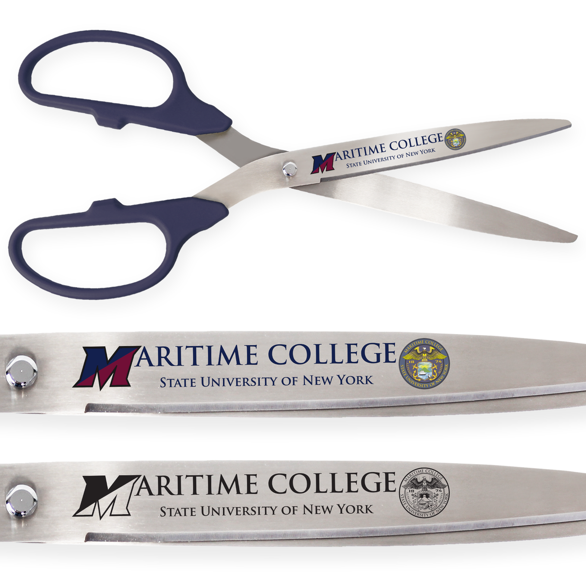 36" Navy Blue Ribbon Cutting Scissors with Silver Blades - Engraving ...