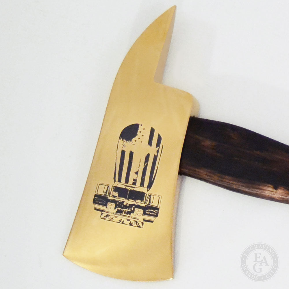 36" Gold Plated Ceremonial Firefighter Axe - Flamed - Engraving, Awards ...