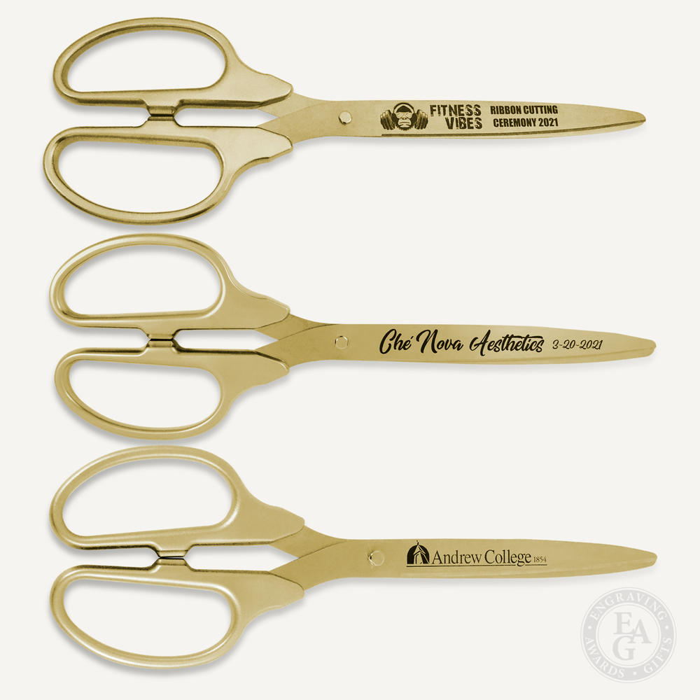 36" Gold Ribbon Cutting Scissors with Gold Blades - Engraving, Awards ...