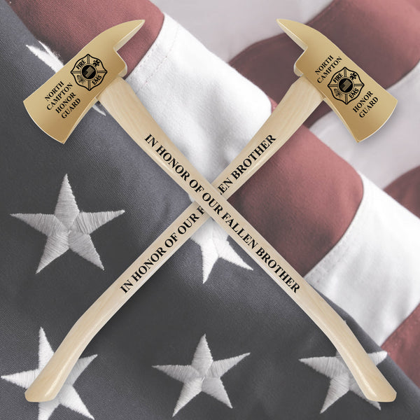 36" Gold Plated Ceremonial Firefighter Parade Axe - Natural - Engraving ...