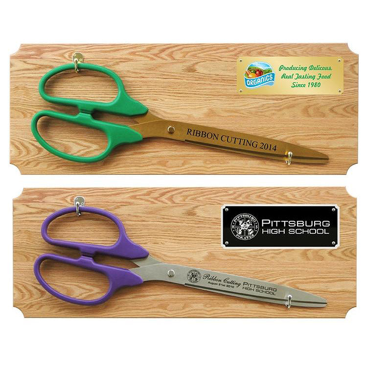 36" Ceremonial Ribbon Cutting Scissors Oak Plaque - Engraving, Awards ...