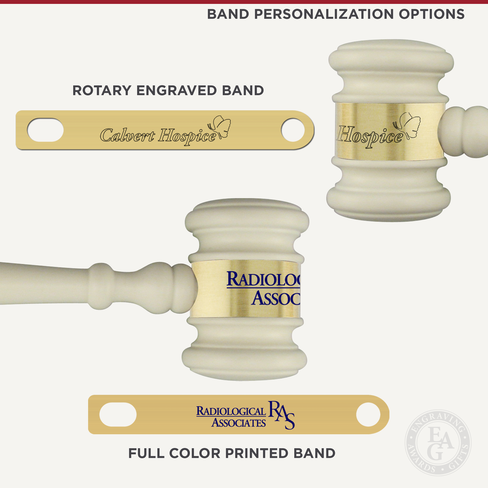 8" White Finish Gavel with Gift Box - Engraving, Awards & Gifts