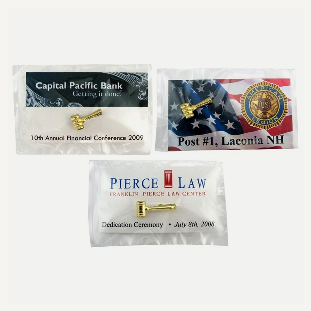 Gavel Lapel Pin Presentation Cards - Engraving, Awards & Gifts