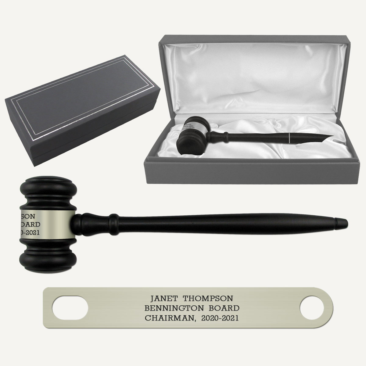 10-1/2" Ebony Finish Presentation Gavel & Case Set - Engraving, Awards ...
