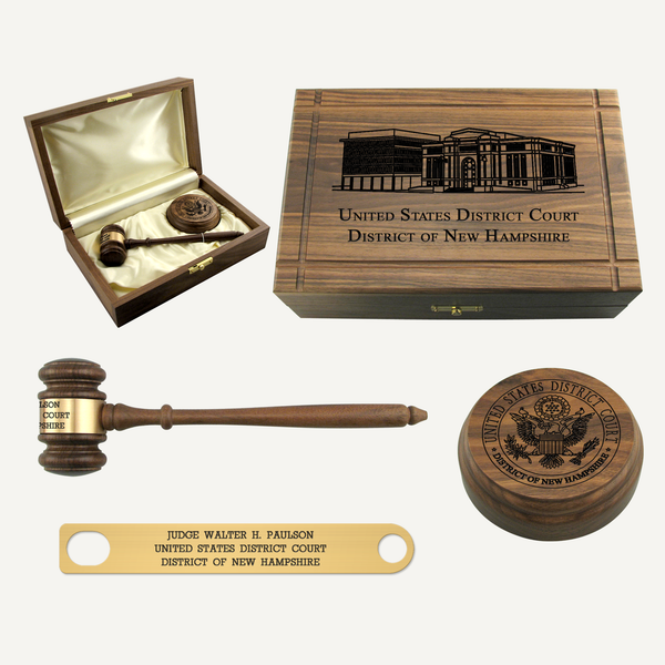 10-1/2" American Walnut Gavel, Sound Block & Case Presentation Set ...