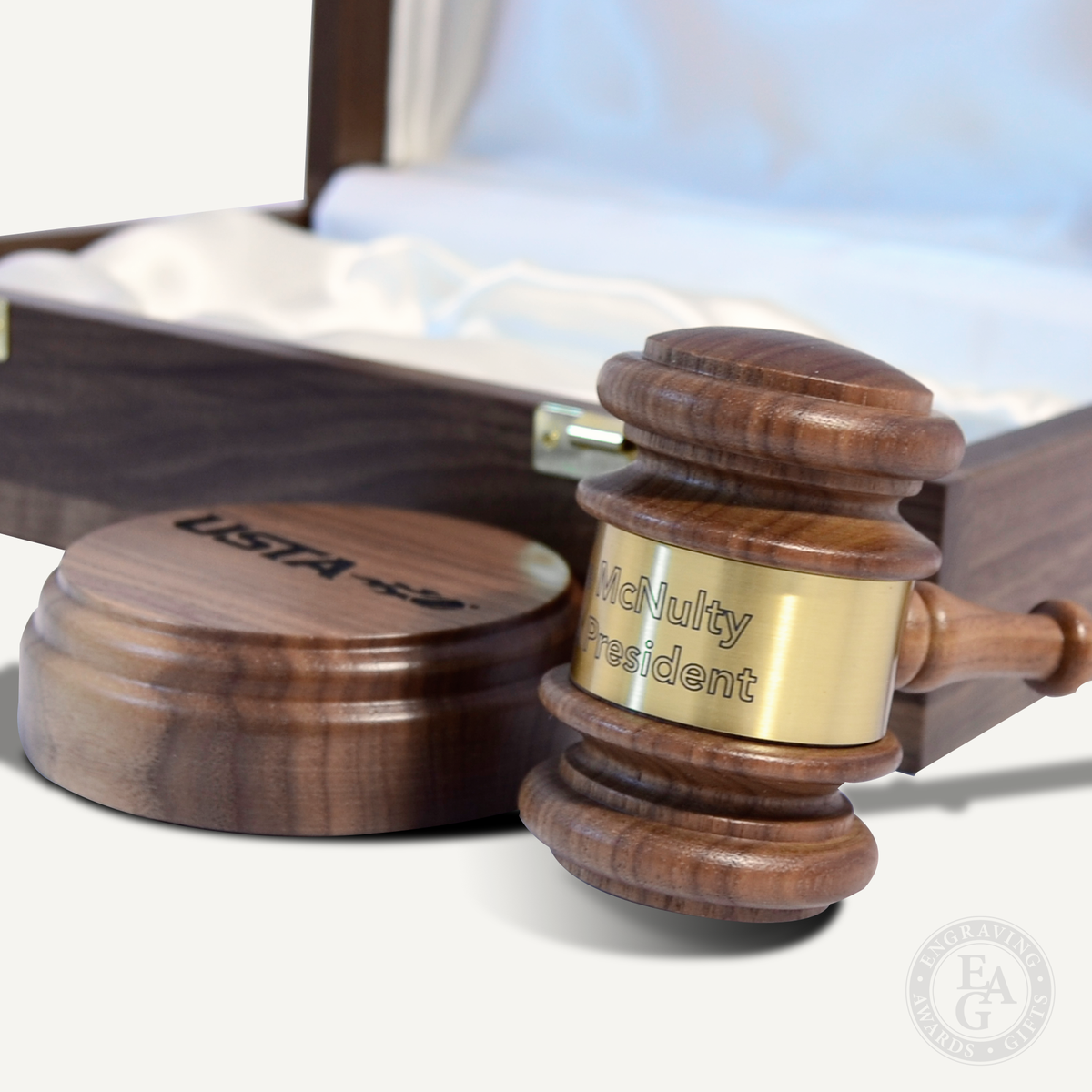 11" American Walnut Gavel, Sound Block & Case Presentation Set ...
