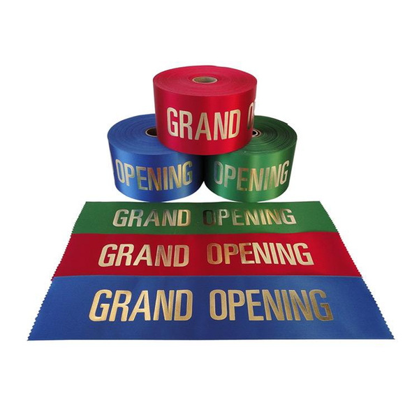 4" Wide GRAND OPENING Ribbon - Gold Text - Engraving, Awards & Gifts