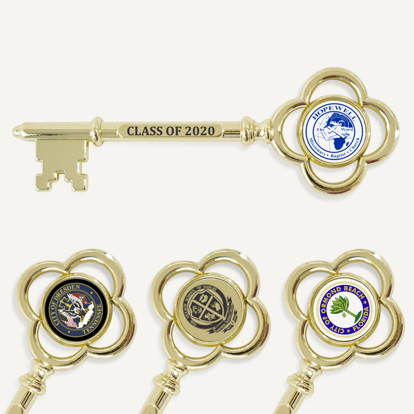 8" Gold Plated Ceremonial Key with Flat Stem - Engraving, Awards & Gifts