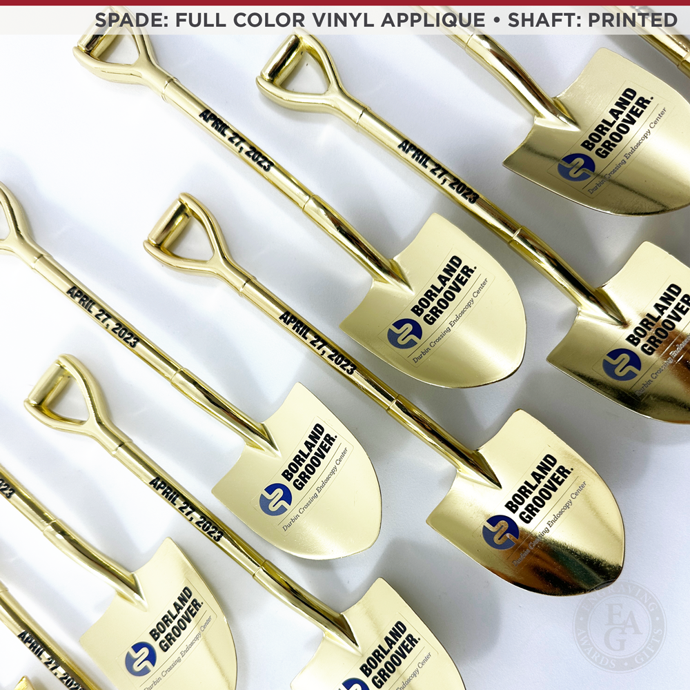 8" Gold Miniature Ceremonial Shovels - Engraving, Awards & Gifts