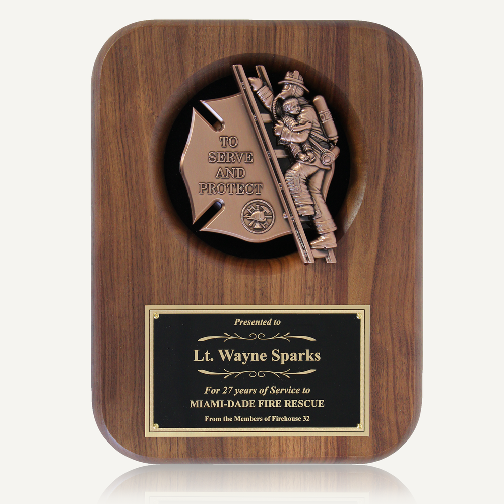 9" x 12" Genuine Walnut To Serve and Protect Metal Casting Plaque ...