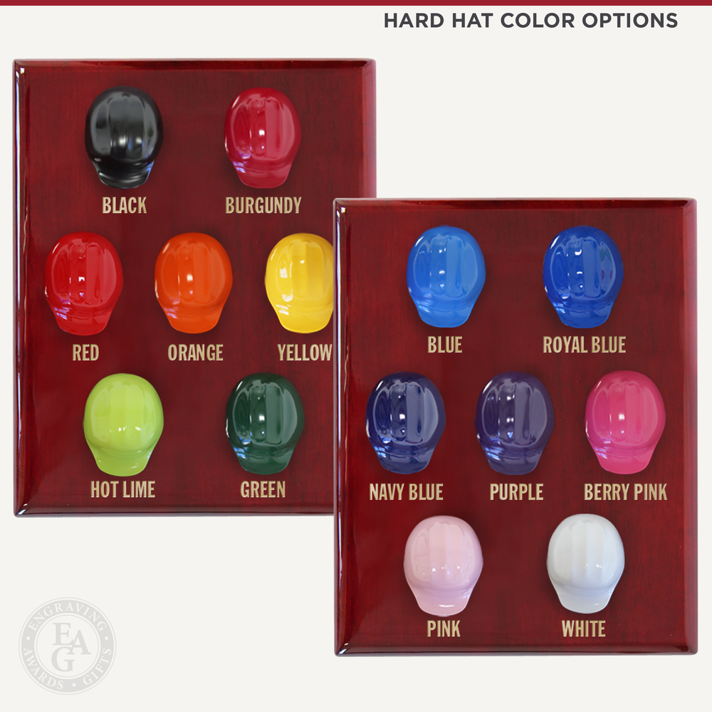 9" x 12" Miniature Hard Hat Plaque - Assorted Color - Engraving, Awards ...
