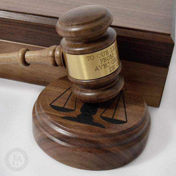 10-1/2" American Walnut Gavel & Sound Block Presentation Set ...