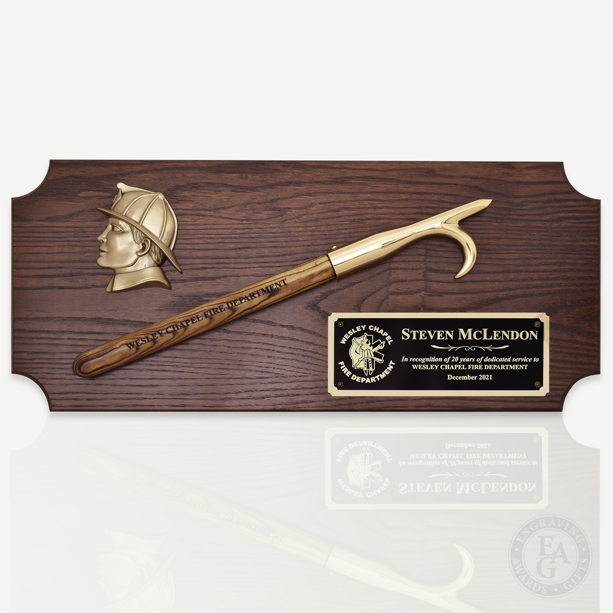 28" x 12" Walnut Firefighter Pike Pole Award Plaque - Brass - Engraving ...