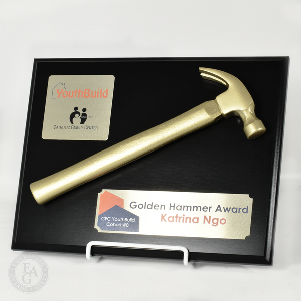 Golden Hammer Black Finish Plaque - Engraving, Awards & Gifts