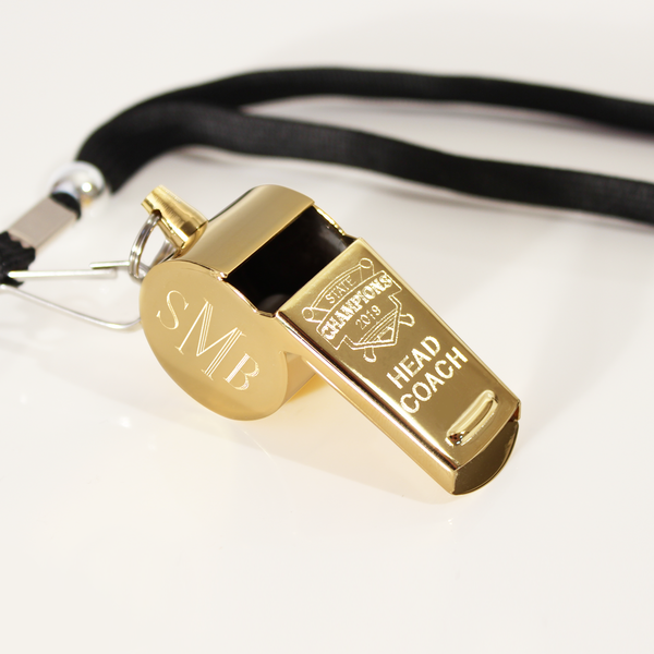 Gold Plated Whistle with Lanyard - Engraving, Awards & Gifts