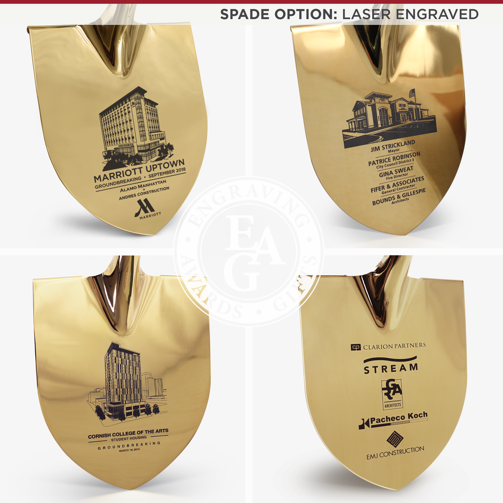 Groundbreaking Ceremonial Shovel Kit - Specialty Gold Plated Long Hand ...