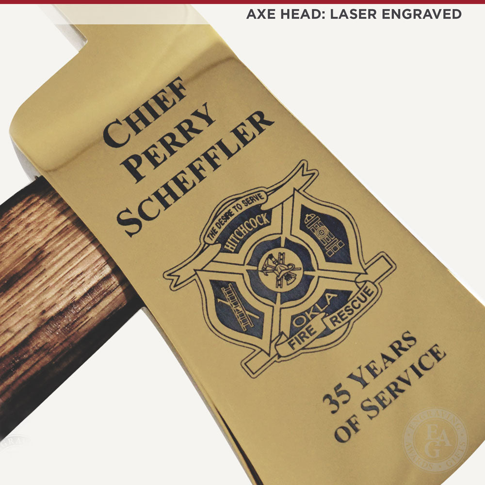 36" Gold Plated Ceremonial Firefighter Axe - Flamed - Engraving, Awards ...