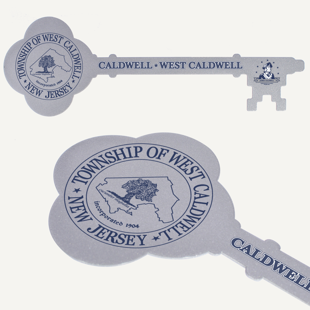 2 Foot Giant Ceremonial Key to the City - Silver Finish with Solid Hea ...